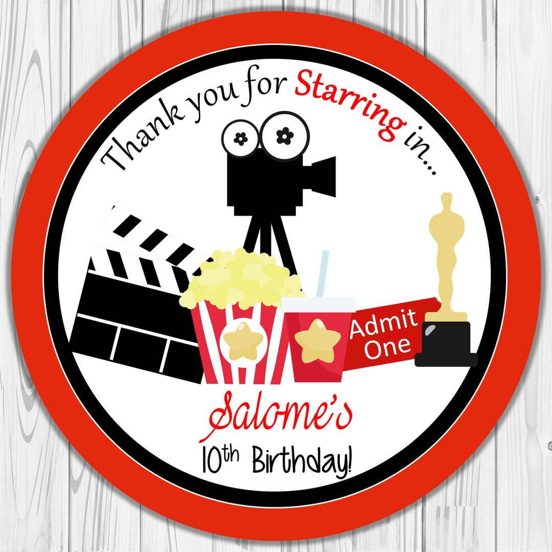 Printable Movie Night Favor Tags, Movie Night Thank You Tags, Movie ...