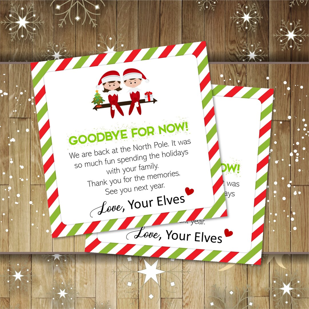 Printable Elf Goodbye Gift Tags Elf Goodbye Cookie Tags Elf - Etsy.de