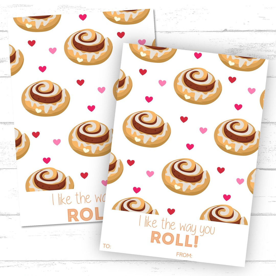 Printable Valentine I Like the Way You Roll Cookie Cards - Etsy
