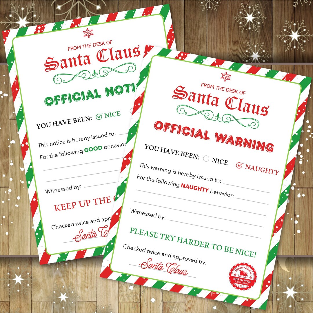 Printable Elf Report Cards, Elf Warning Note, Elf Notice Note, Elf ...