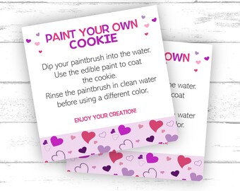 Printable Valentine's Day Paint Your Own Cookie Tags | Etsy