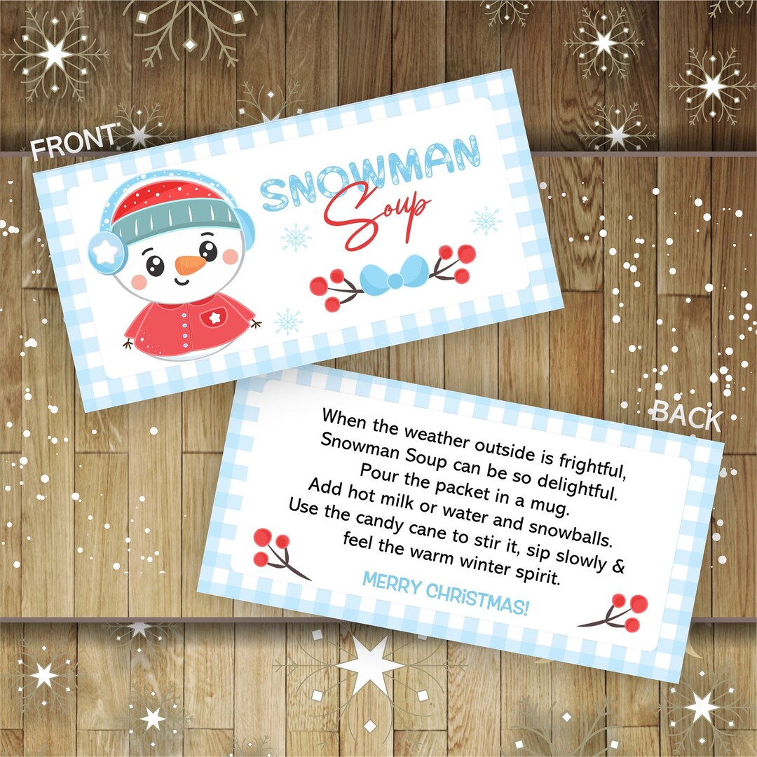 Printable Snowman Soup Treat Bag Topper, Snowman Soup Favor Tags ...