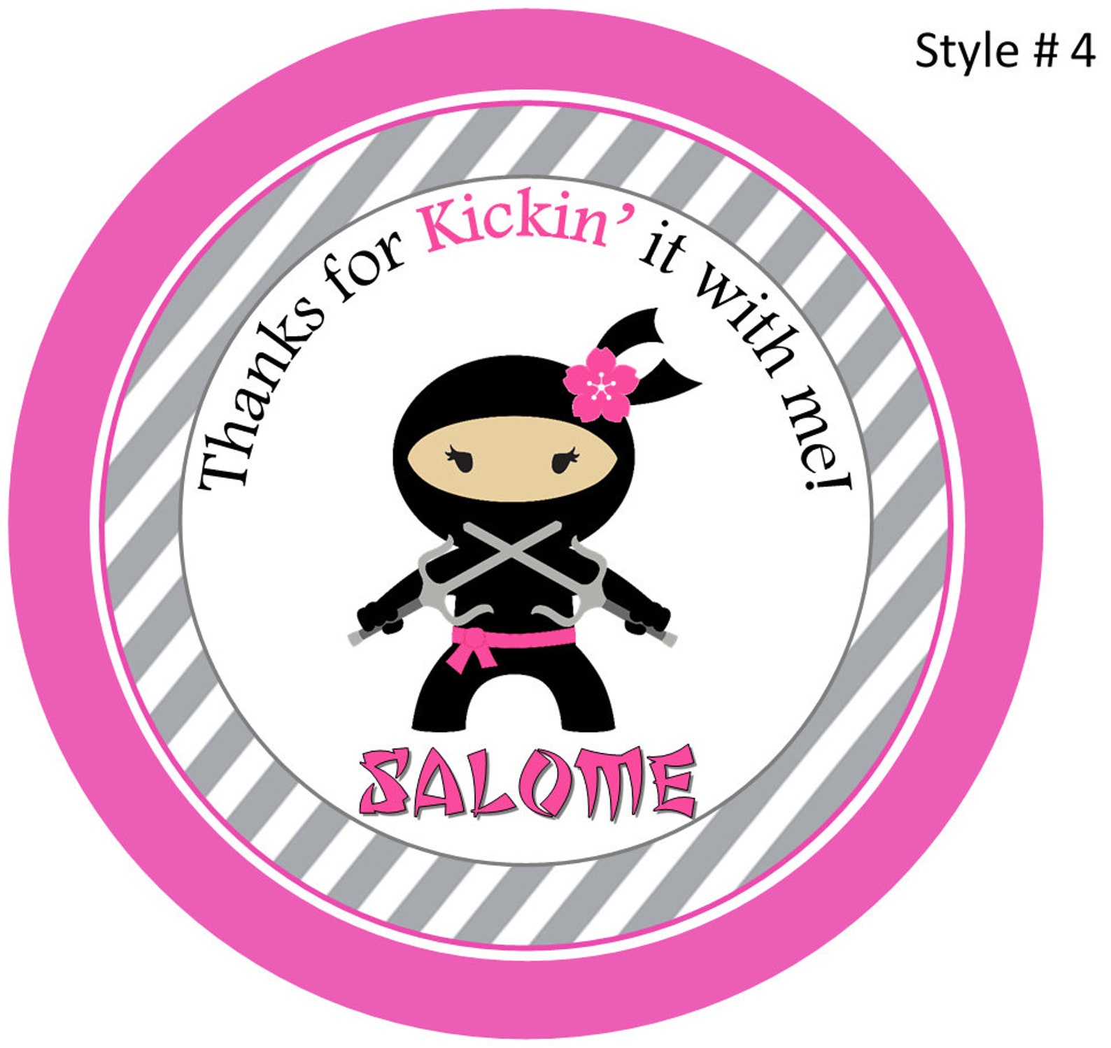 Printable Pink Ninja Girl Favor Tags Ninja Girl Thank You - Etsy