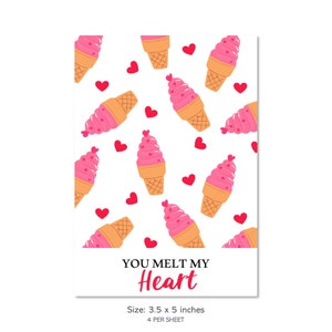 Printable Valentine You Melt My Heart Cookie Cards, Valentine's Day ...