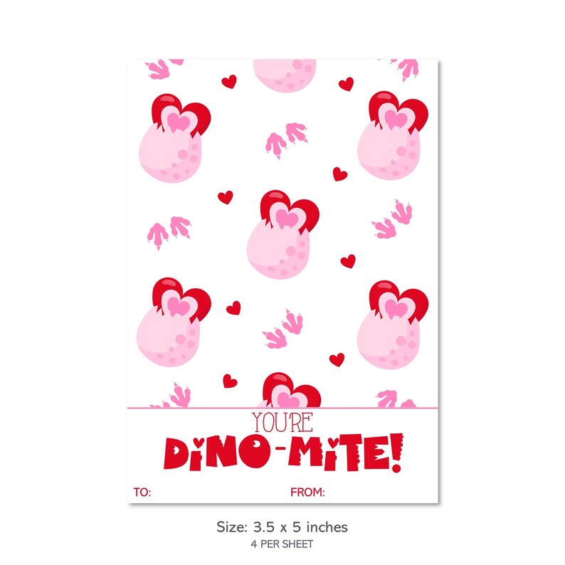 Printable Valentine You Are Dino-mite Cookie Cards - Etsy