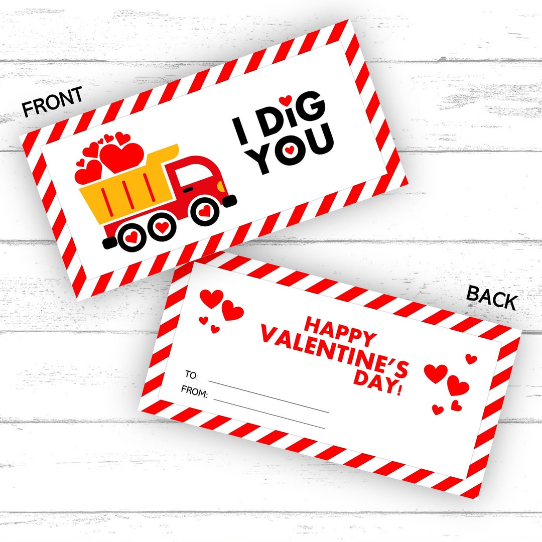 Printable Valentine I Dig You Treat Bag Toppers, Valentine's Day Treat ...