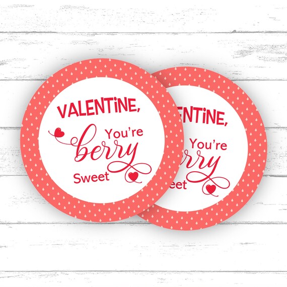Printable Valentine You're Berry Sweet Gift Tags | Etsy