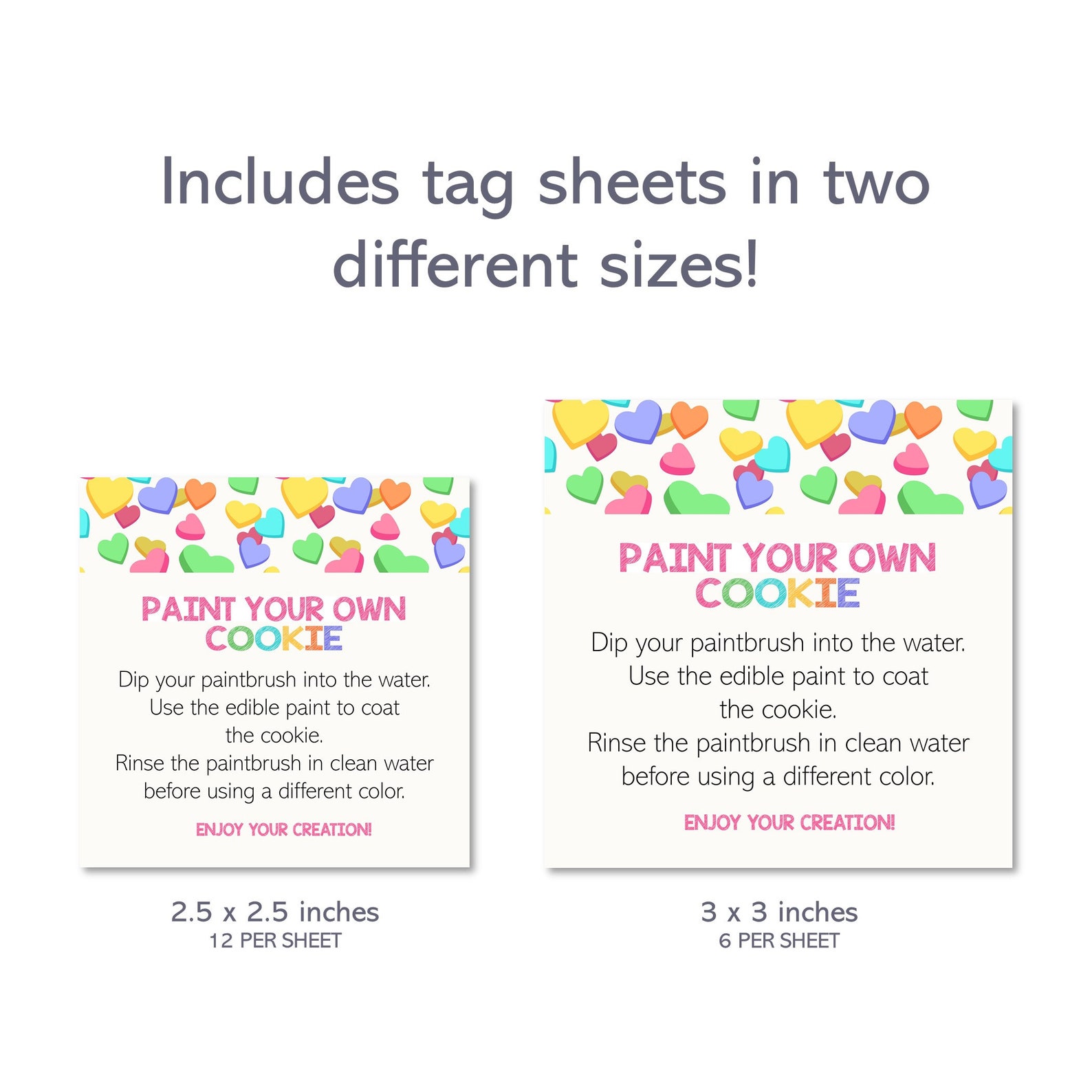 Printable Valentine's Day Paint Your Own Cookie Tags - Etsy