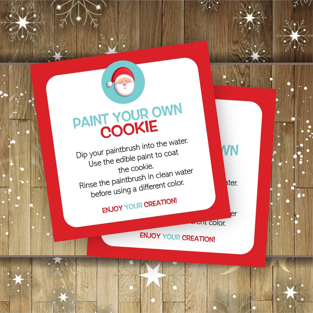Printable Christmas Paint Your Own Cookie Instruction Tags - Etsy