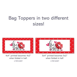 Printable Valentine Hugs and Kisses Treat Bag Toppers Hugs | Etsy