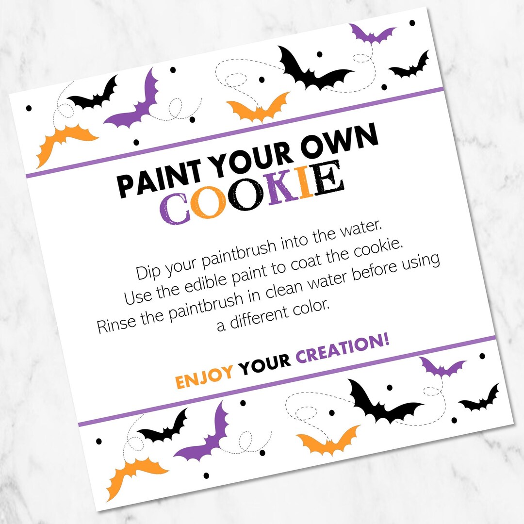 Printable Halloween Paint Your Own Cookie Instruction Tags, Happy ...
