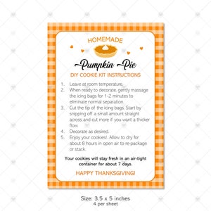 Printable Thanksgiving DIY Cookie Kit Instructions Cards - Etsy