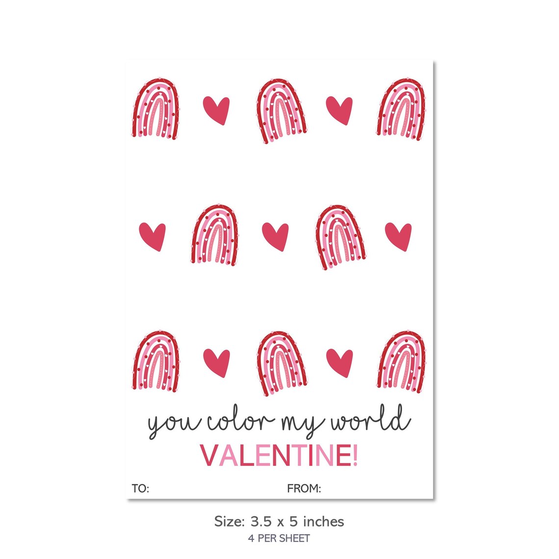 Printable You Color My World Valentine Cookie Cards - Etsy