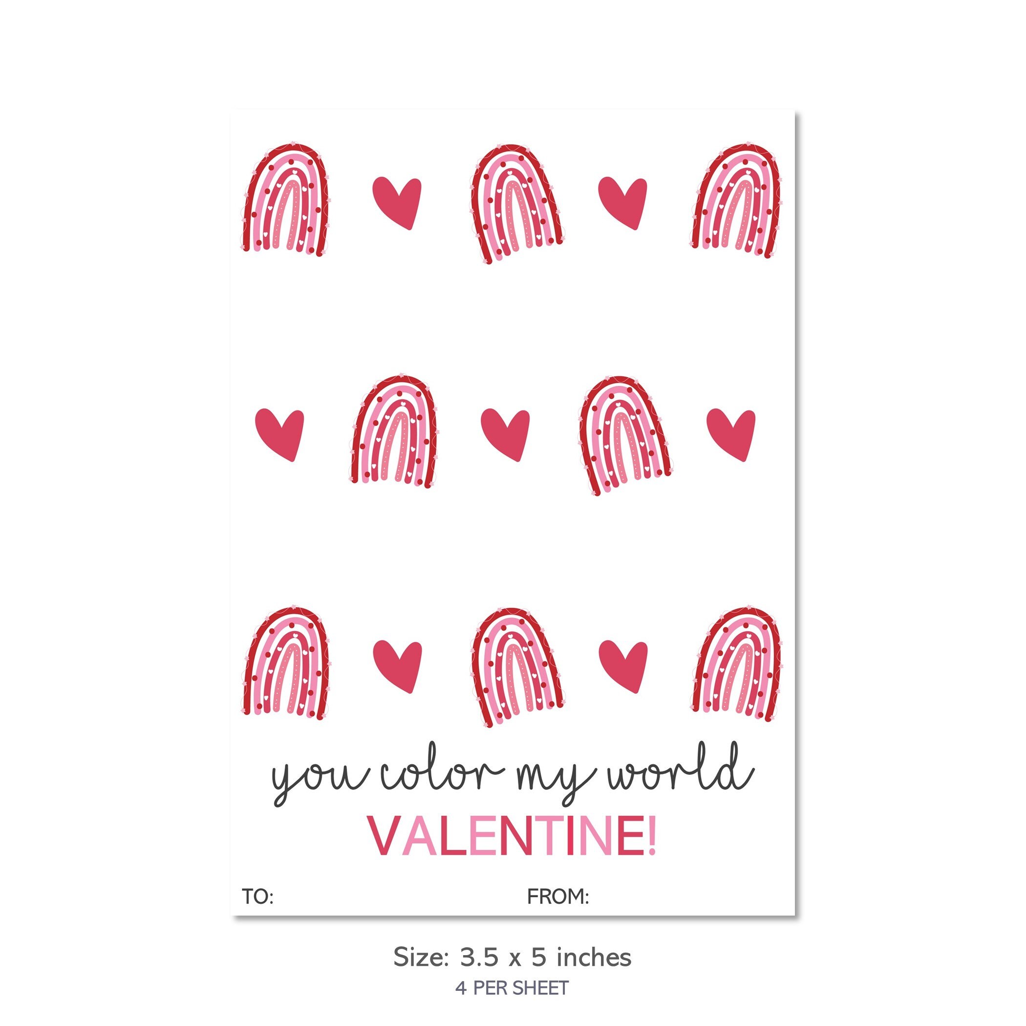 Printable You Color My World Valentine Cookie Cards - Etsy