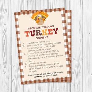 Printable Thanksgiving DIY Cookie Kit Instructions Cards - Etsy