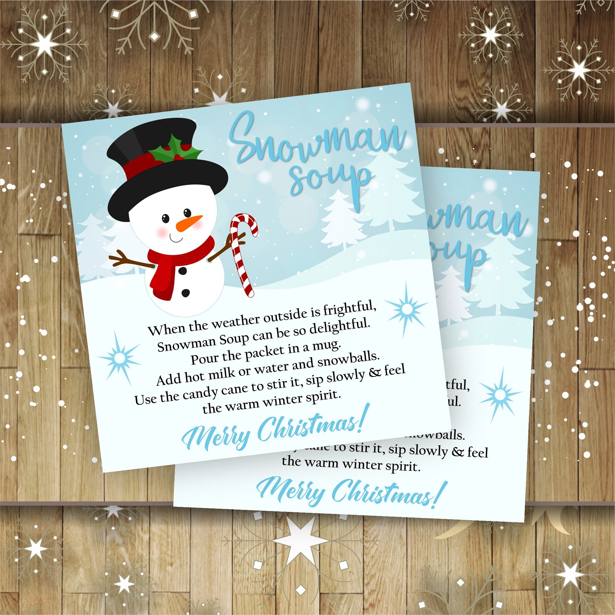 Printable Snowman Soup Treat Tags Snowman Soup Favor Tags | Etsy