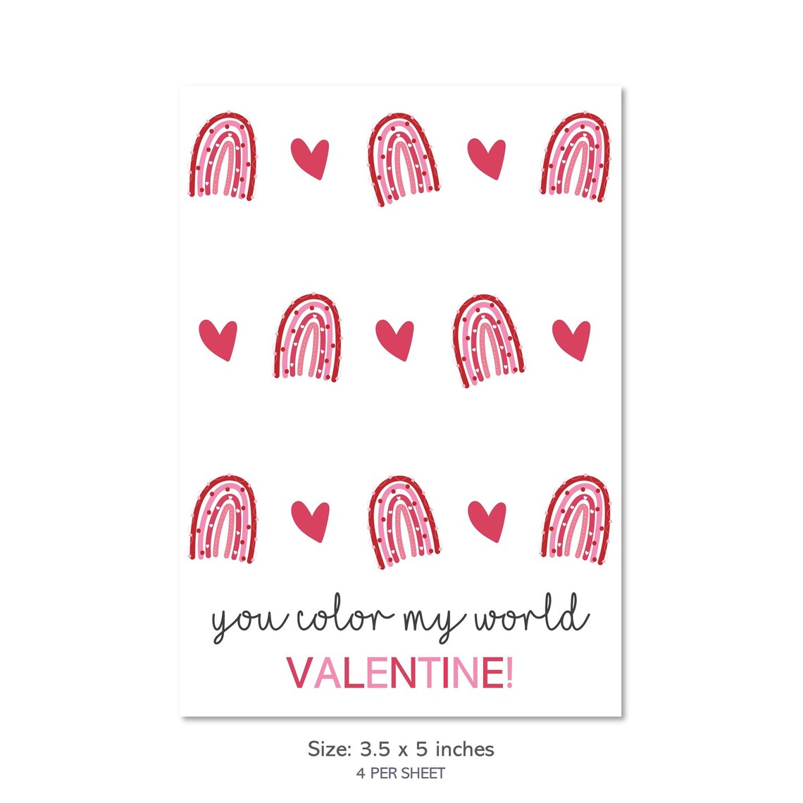 Printable You Color My World Valentine Cookie Cards - Etsy