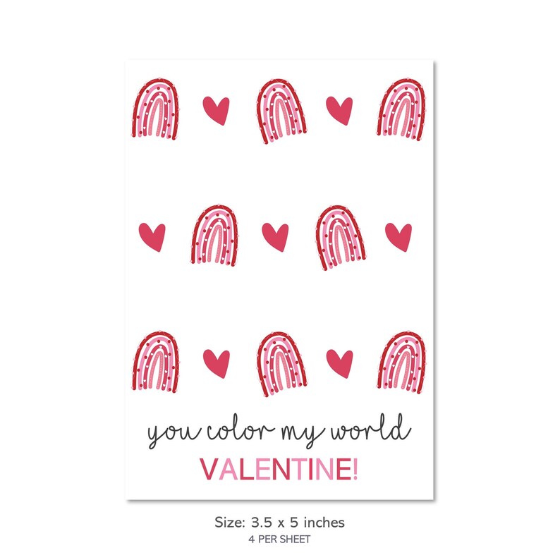 Printable You Color My World Valentine Cookie Cards - Etsy