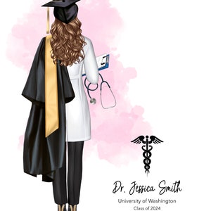 Personalized Doctor Graduation Print, Graduation Girl Print, Doctor ...
