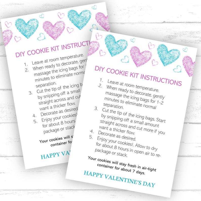 Printable Valentine's Day DIY Cookie Kit Instruction Card - Etsy