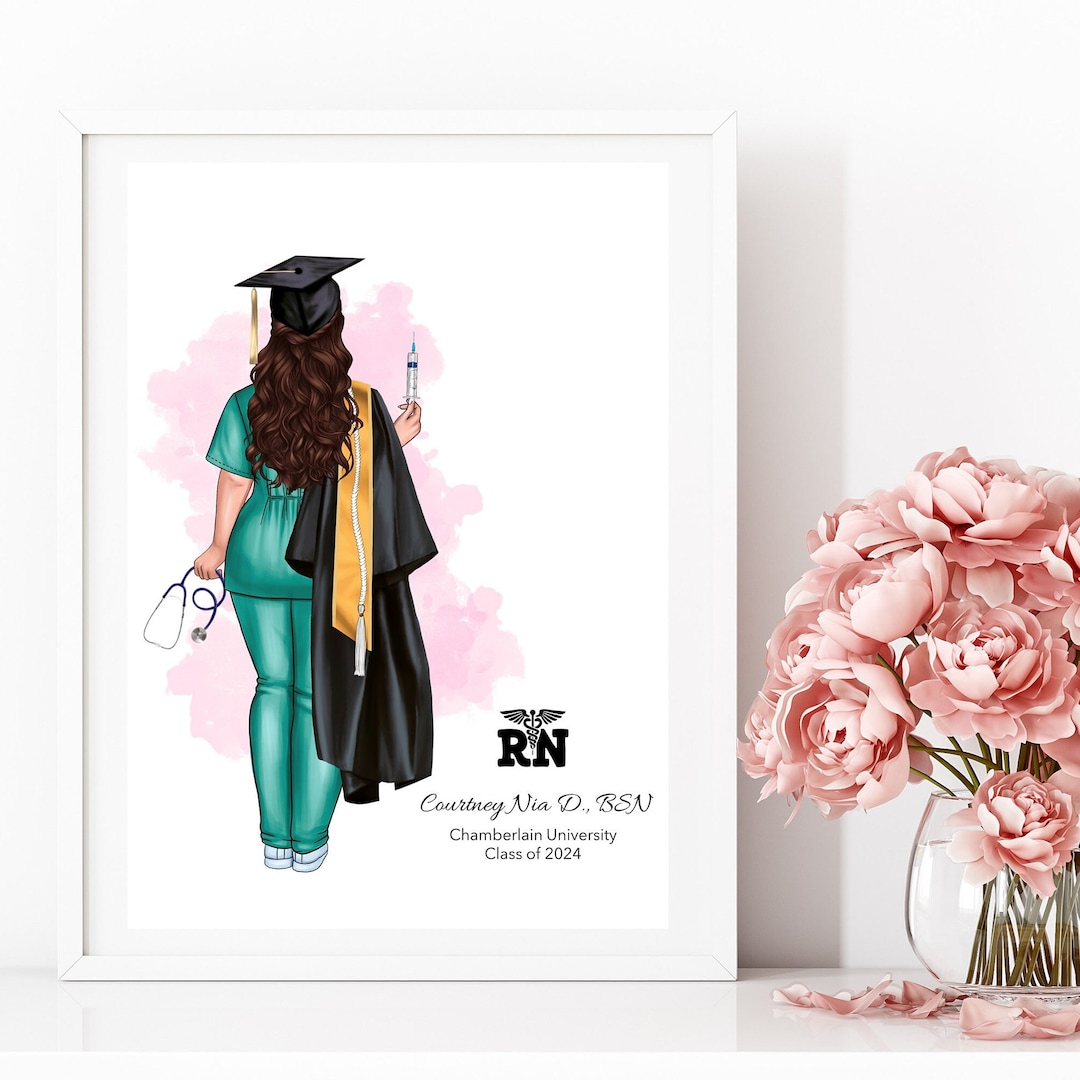 Personalized Nurse Graduation Print, Graduation Girl Print, Nurse ...
