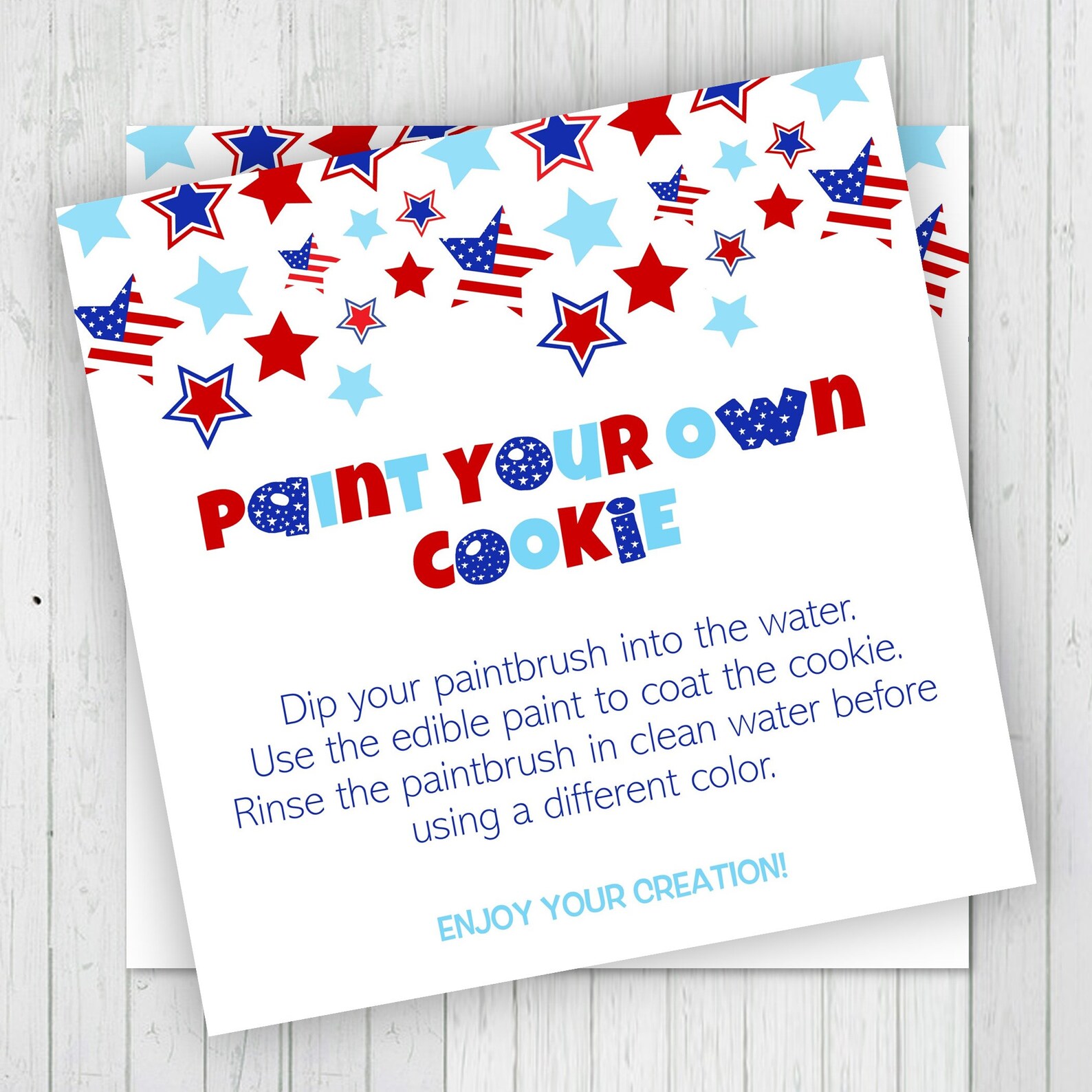 Printable Paint Your Own 4th of July Cookie Tag 4th of July | Etsy