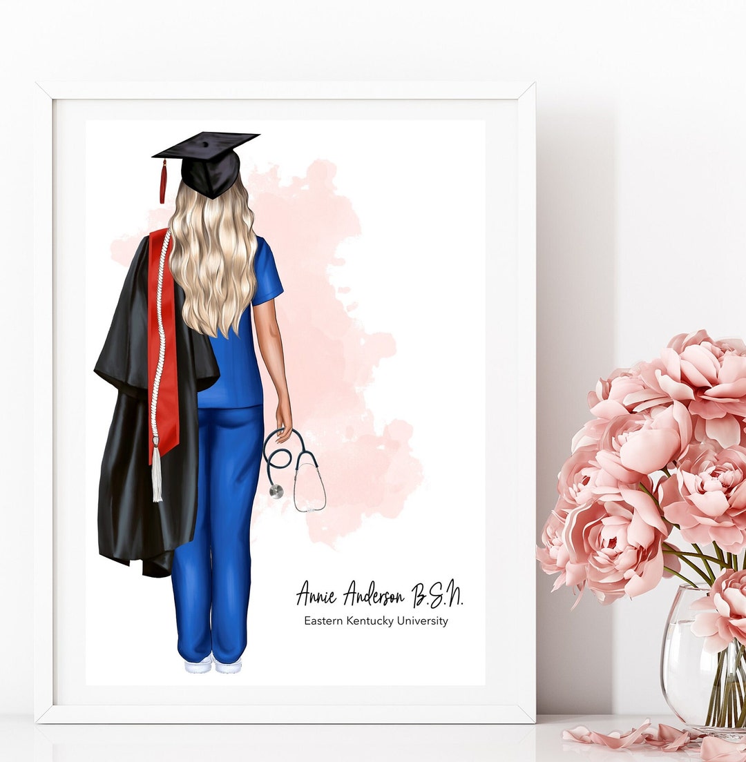 Personalized Nurse Graduation Print, Graduation Girl Print, Nurse ...