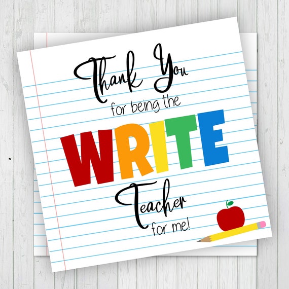 Printable Thanks for Being the Write Teacher for Me Tags | Etsy UK