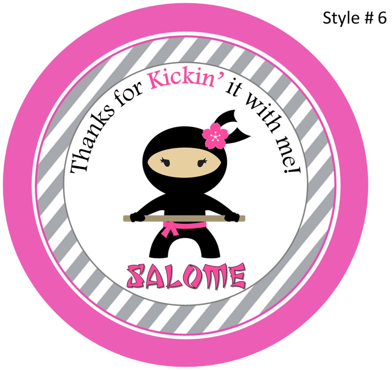 Printable Pink Ninja Girl Favor Tags Ninja Girl Thank You - Etsy