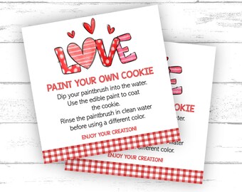 Printable Valentine's Day Paint Your Own Cookie Tags | Etsy