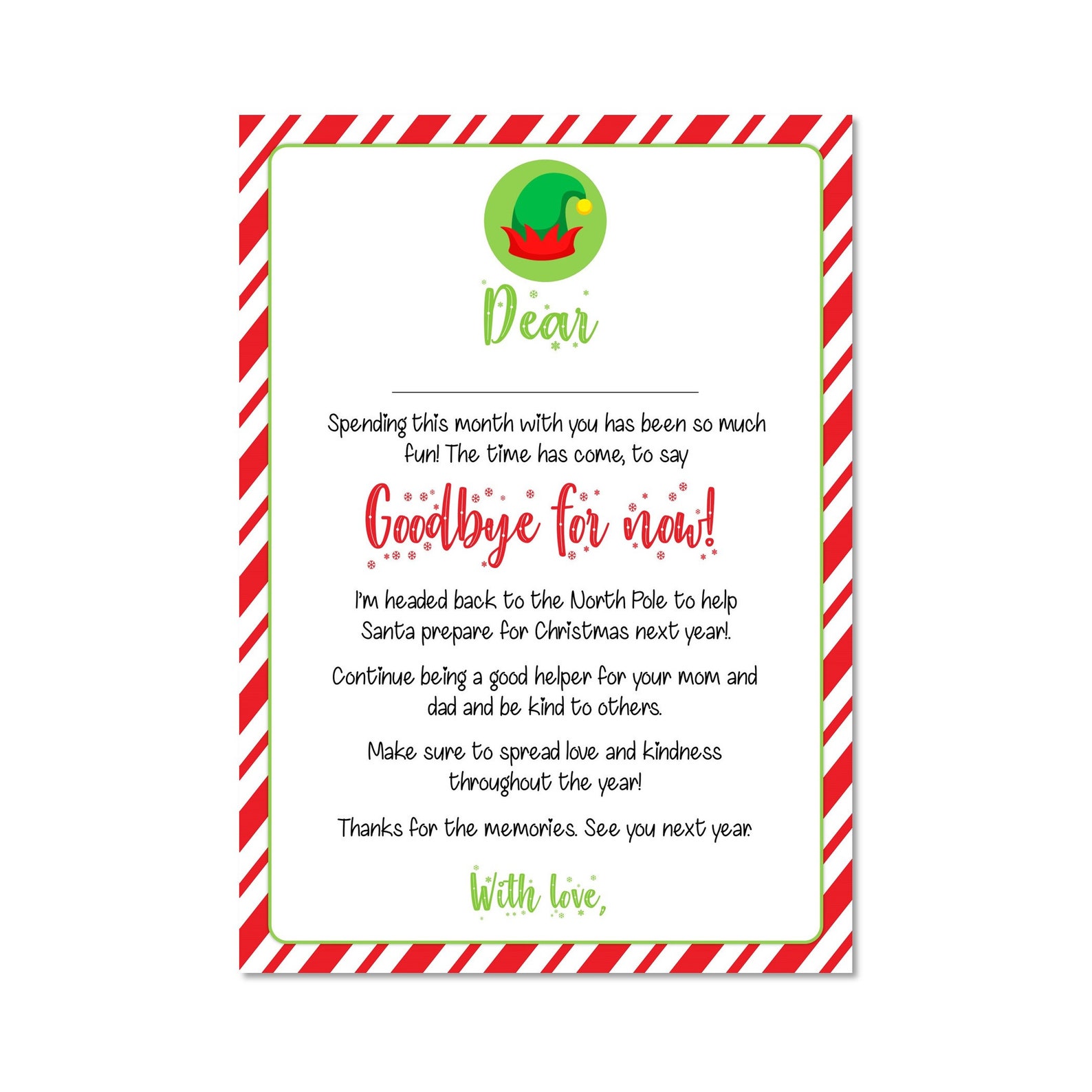 Printable Elf Arrival & Goodbye Letters Elf Letters Hello | Etsy