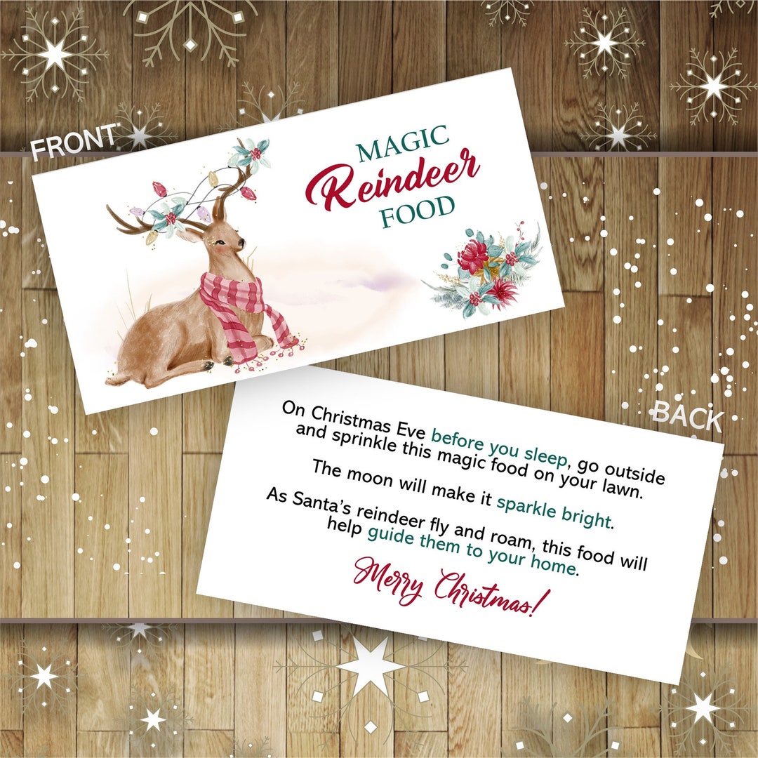 Printable Magic Reindeer Food Treat Bag Topper, Reindeer Food Favor ...