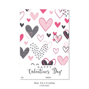 Printable Happy Valentine's Day Cookie Cards, Valentine's Day Cookie ...