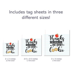 Printable Thanks for Making Me One Smart Cookie Tags, Teacher Gift Tag ...