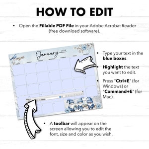 Printable/fillable January Calendar 2024, Winter January Calendar 2024 ...