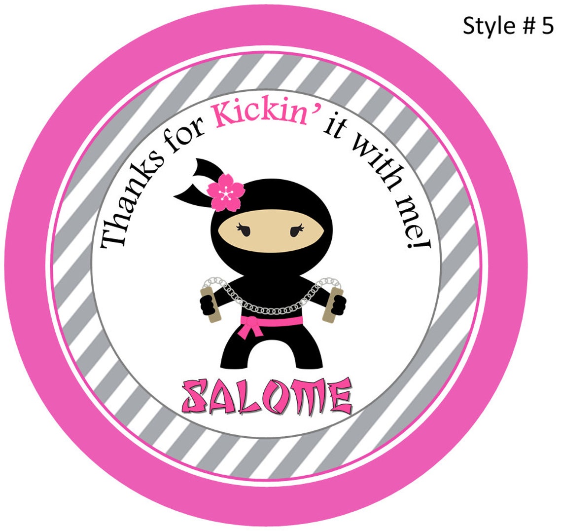 Printable Pink Ninja Girl Favor Tags Ninja Girl Thank You - Etsy
