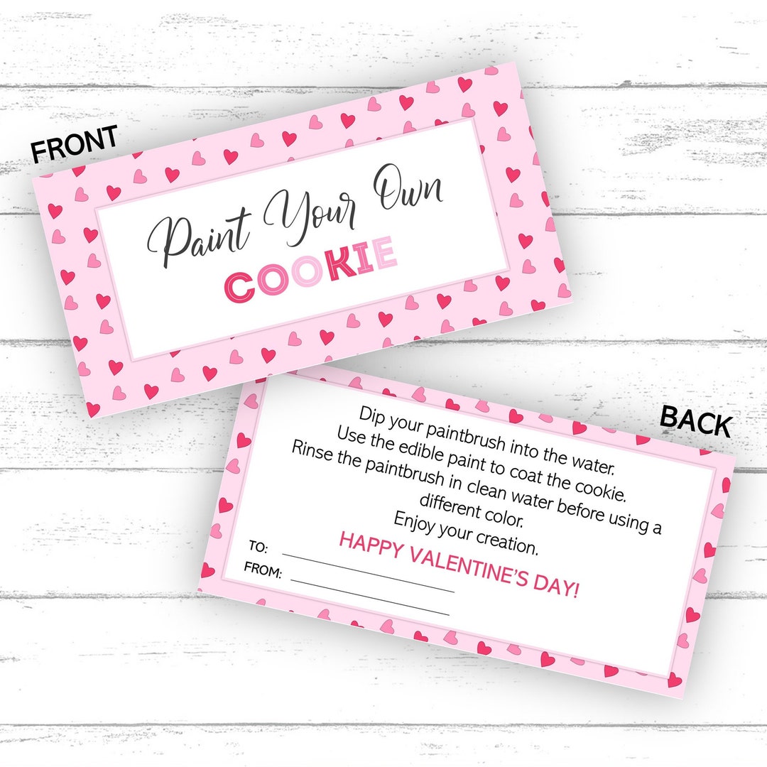 Printable Valentine's Day Paint Your Own Cookie Bag Topper, Valentine's ...