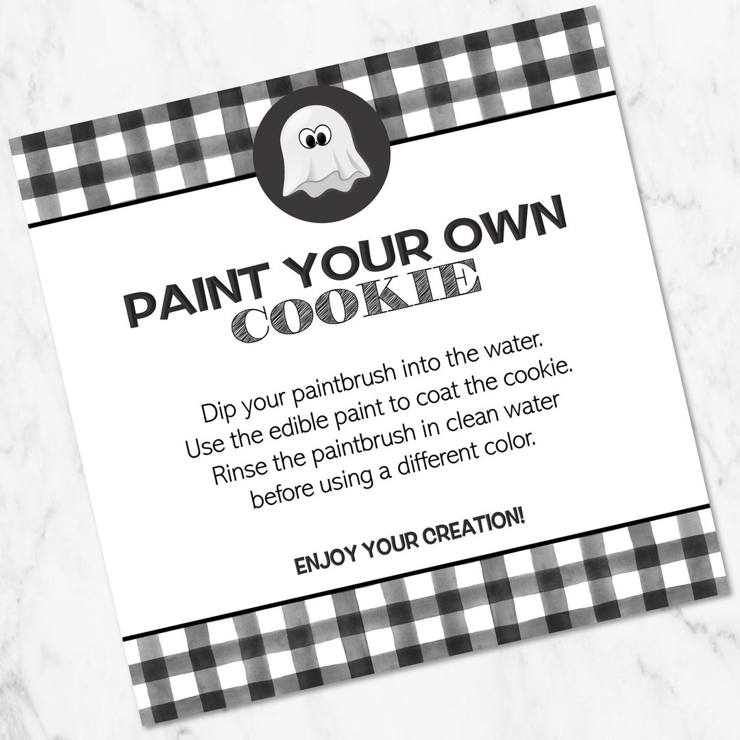 Printable Halloween Paint Your Own Cookie Instruction Tags, Happy ...