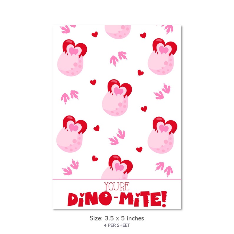 Printable Valentine You Are Dino-mite Cookie Cards - Etsy