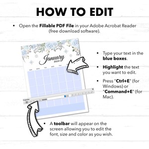 Printable/fillable January Calendar 2024, Winter January Calendar 2024 ...