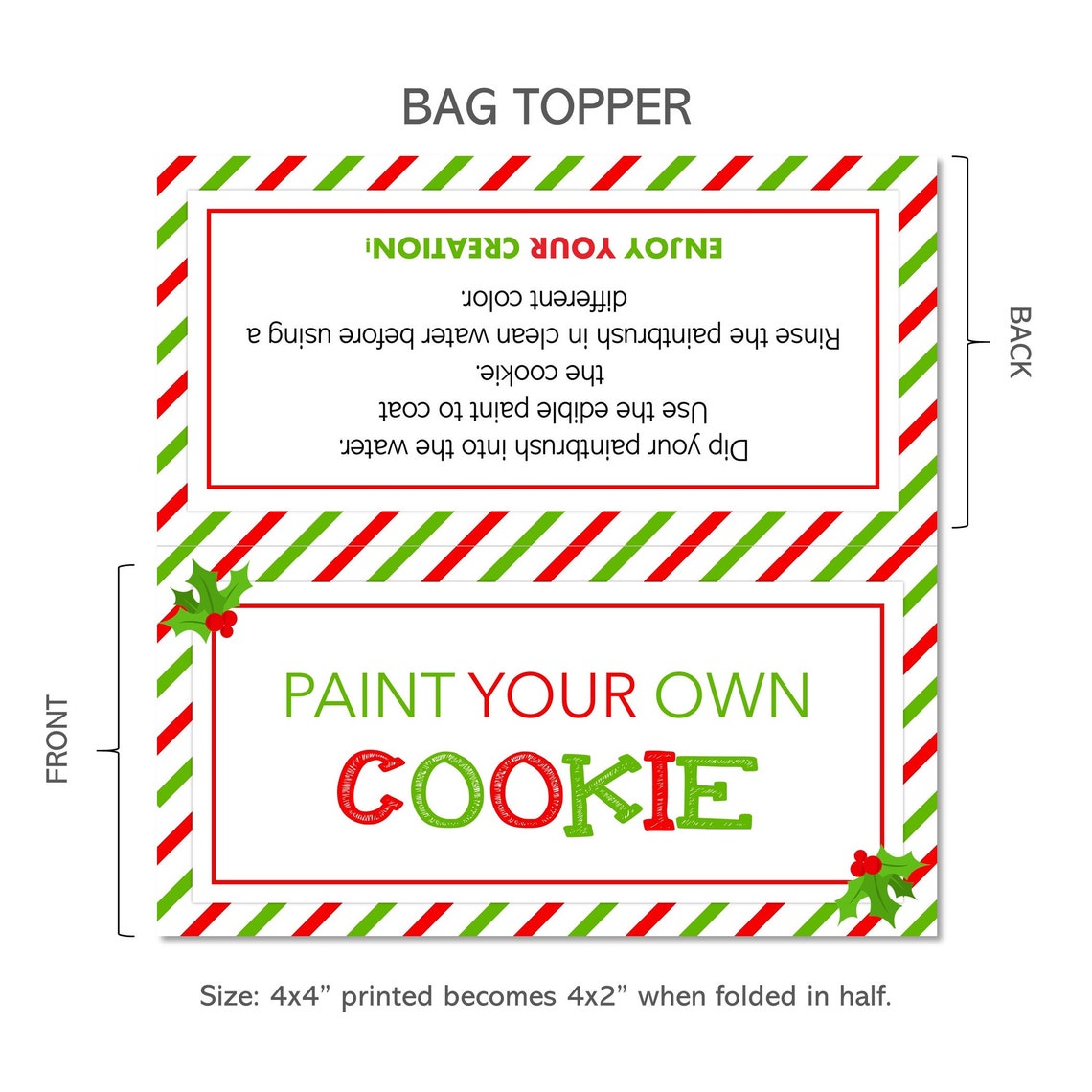 Printable Christmas Paint Your Own Cookie Bag Topper | Etsy