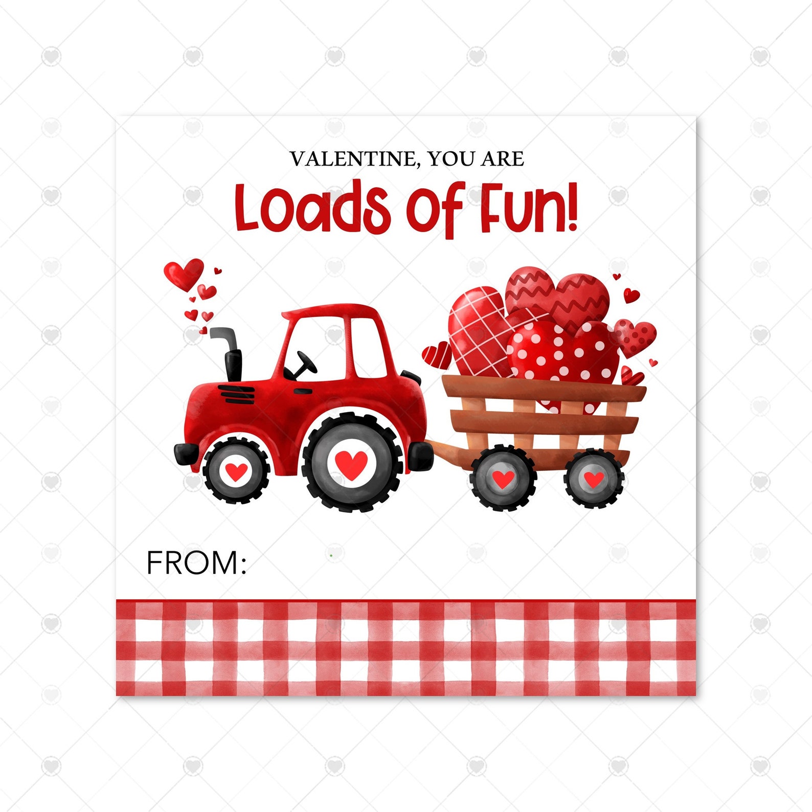 Printable Valentine You're Loads of Fun Tag Construction - Etsy