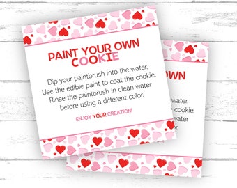 Printable Valentine's Day Paint Your Own Cookie Tags | Etsy