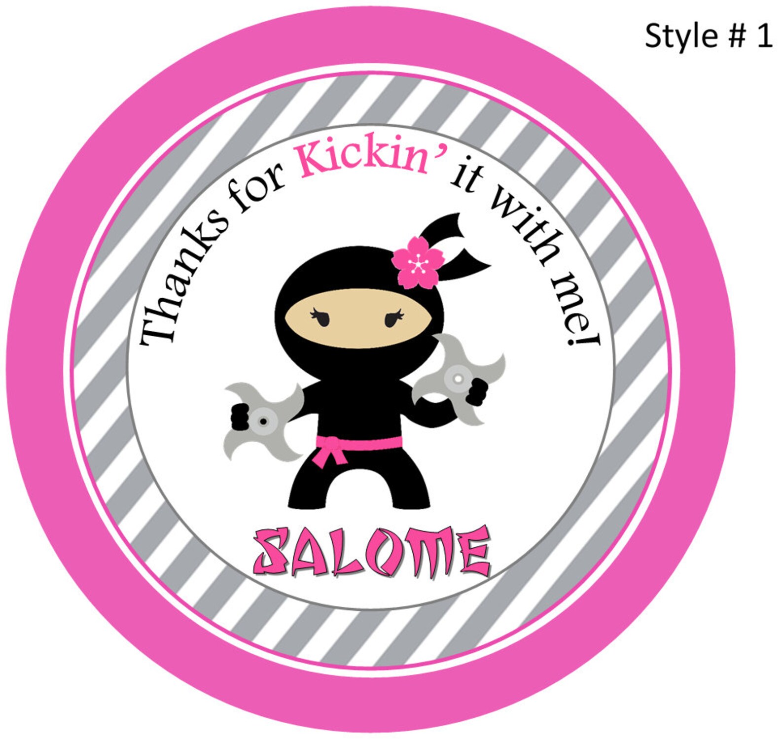 Printable Pink Ninja Girl Favor Tags Ninja Girl Thank You - Etsy