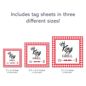 Printable King of the Grill Tags, Father's Day Tags, Father's Day ...