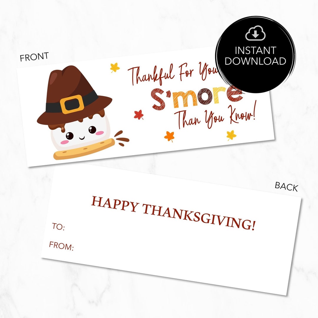 Printable Thanksgiving Smores Bag Topper, Thanksgiving Favor Tag ...
