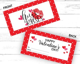 Printable Valentine Hugs and Kisses Treat Bag Toppers Hugs | Etsy