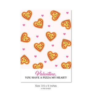 Printable Valentine You Have a Pizza My Heart Cookie Cards, Valentine's ...