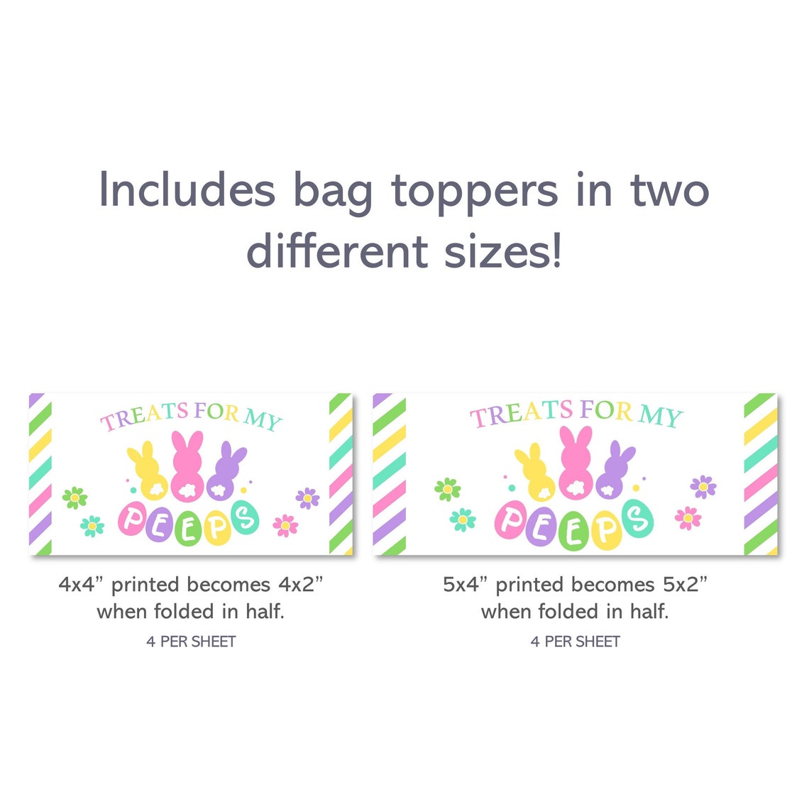 Printable Happy Easter Treat Bag Toppers Easter Bunny Treat - Etsy