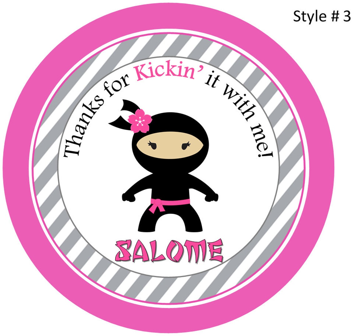 Printable Pink Ninja Girl Favor Tags Ninja Girl Thank You - Etsy